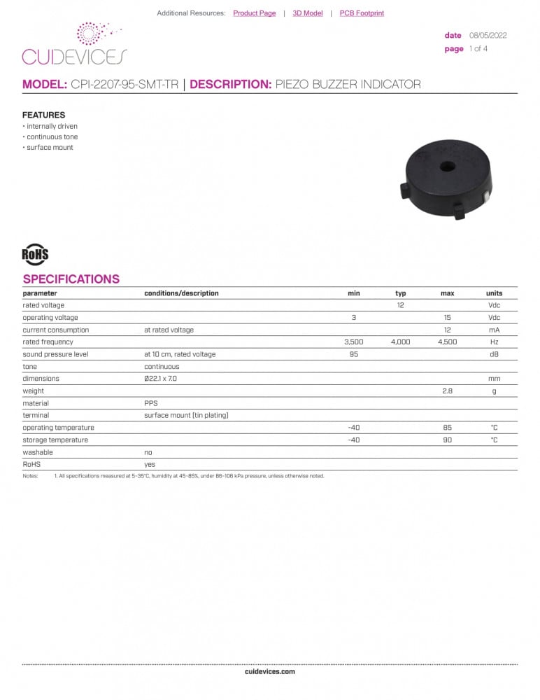 CPI-2207-95-SMT-TR datasheet page 1