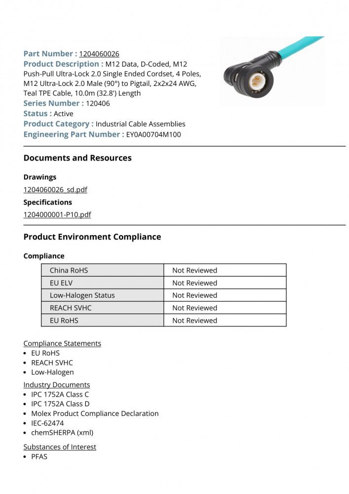 Molex Ultra-Lock product specification page 1