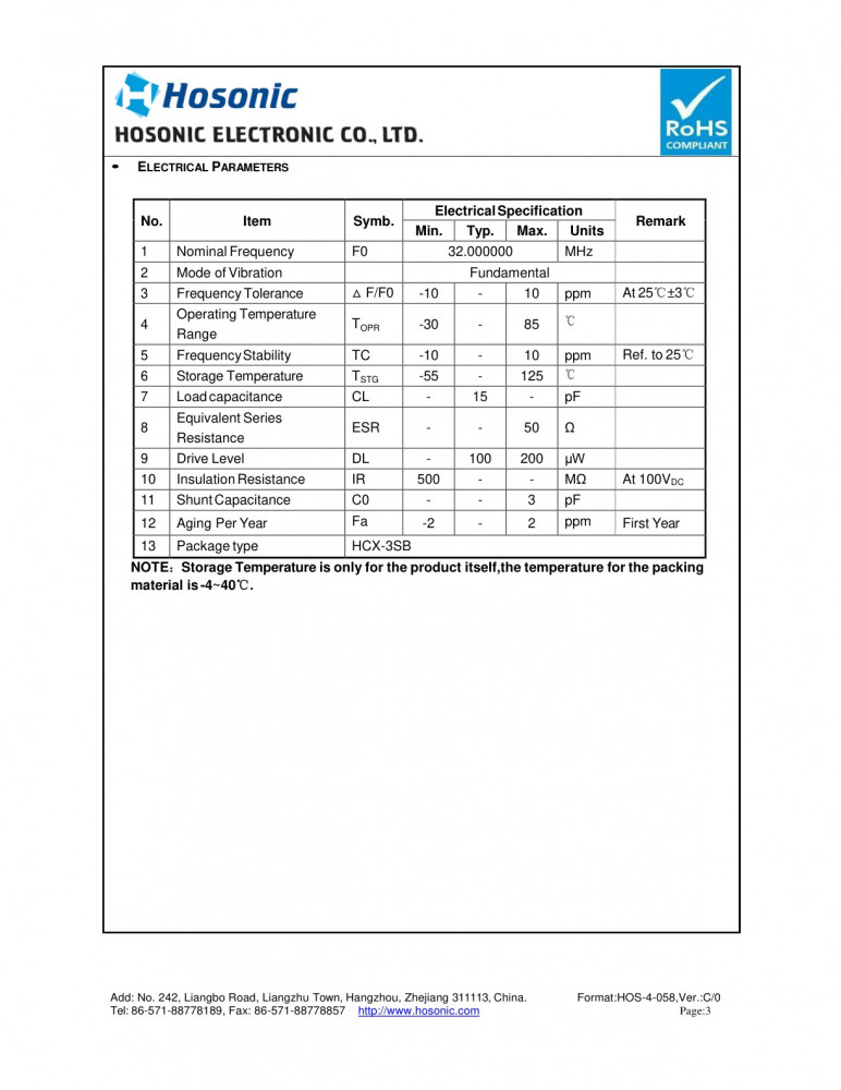 HOSONIC E3SB32E00001WE specification page 3