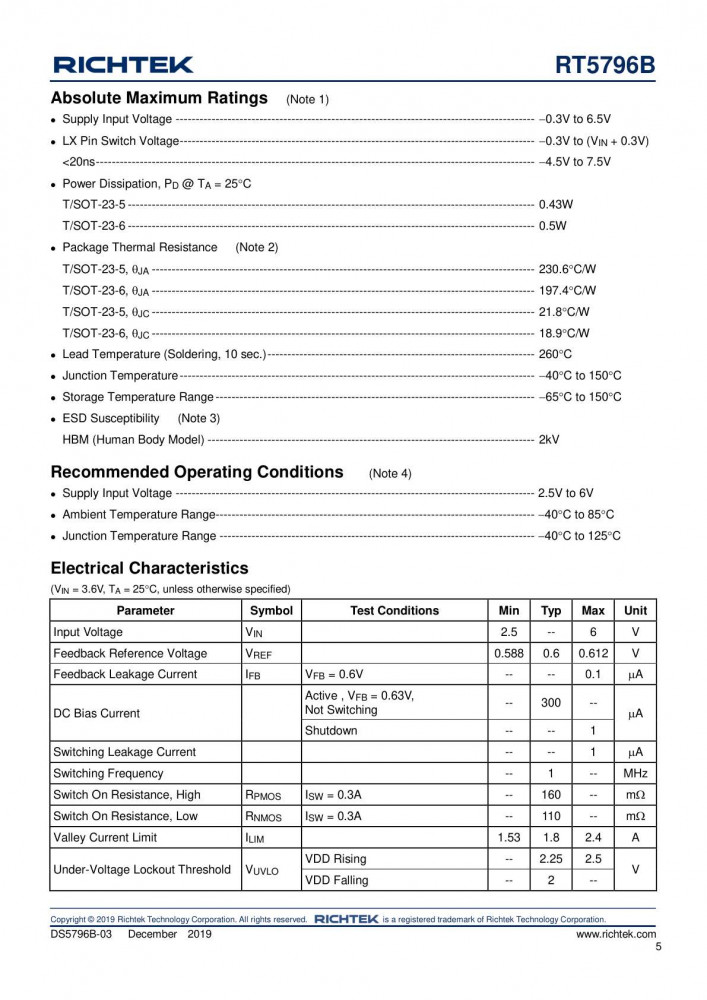 RT5796B datasheet page 5