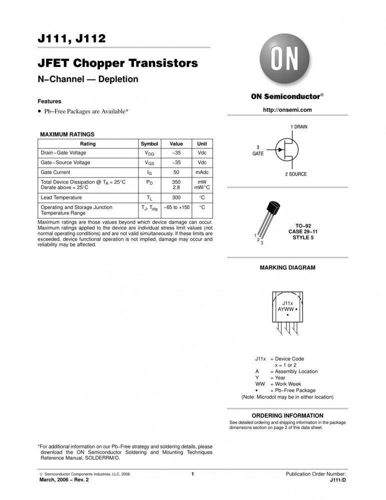 J112 datasheet page 1