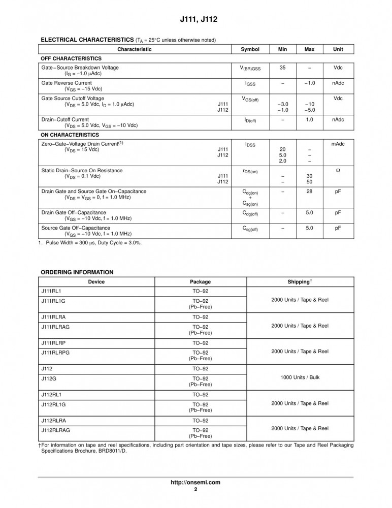 J112 datasheet page 2