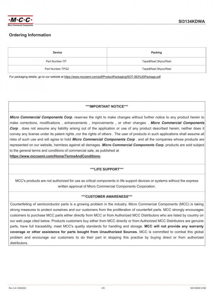 SI3134KDWA-TP datasheet page 5