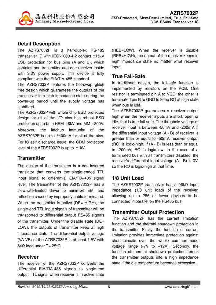 AZRS7032P datasheet page 6