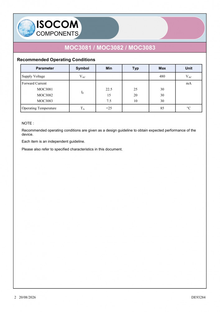 MOC3083 datasheet page 2