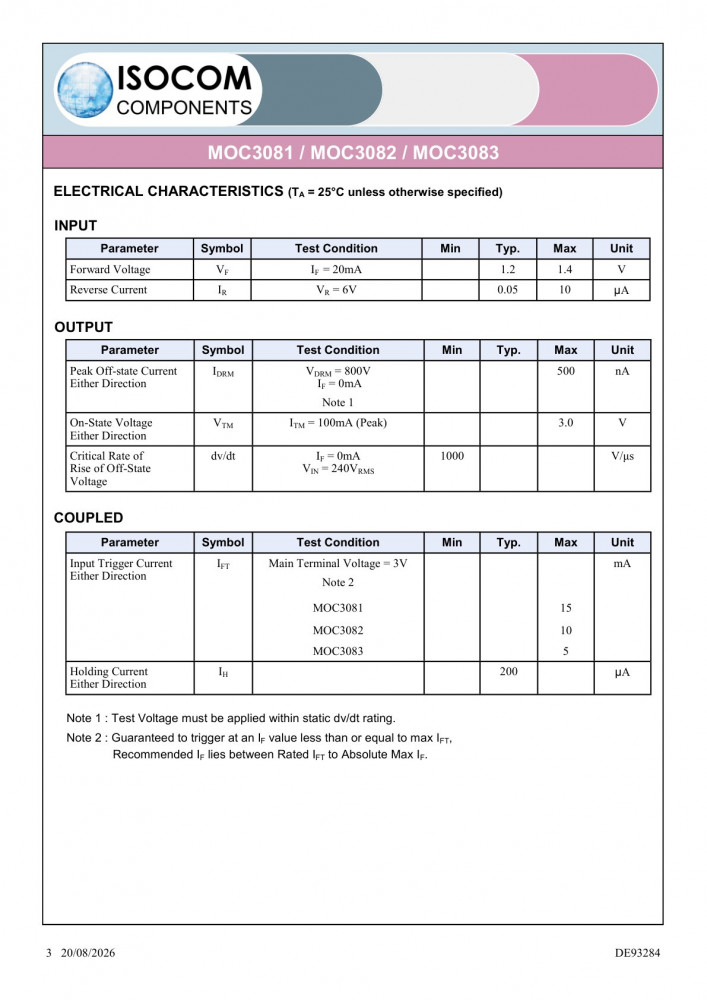 MOC3083 datasheet page 3