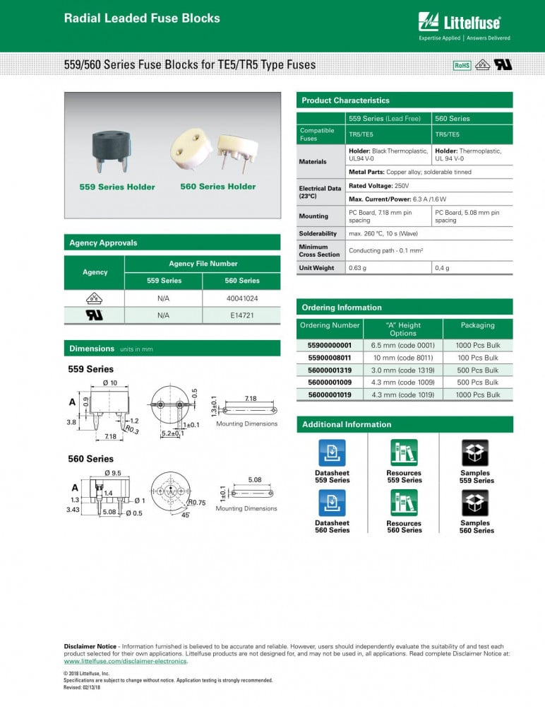 Littelfuse 559 and 560 Series fuse holder document