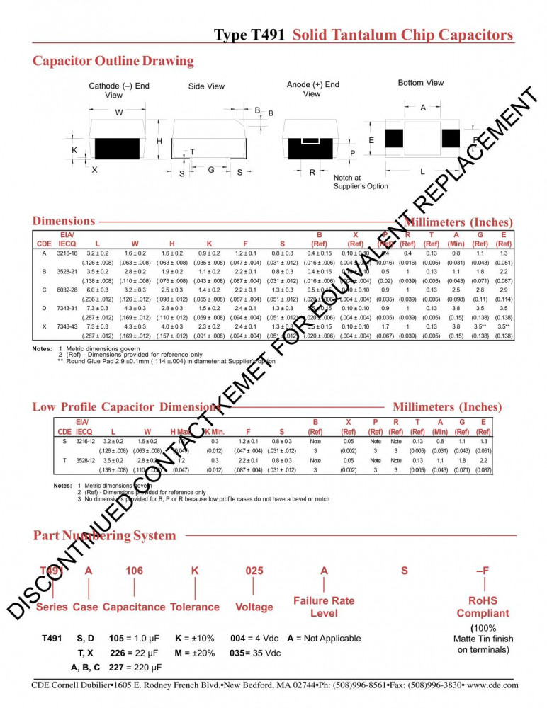 CDE T491 datasheet page 2