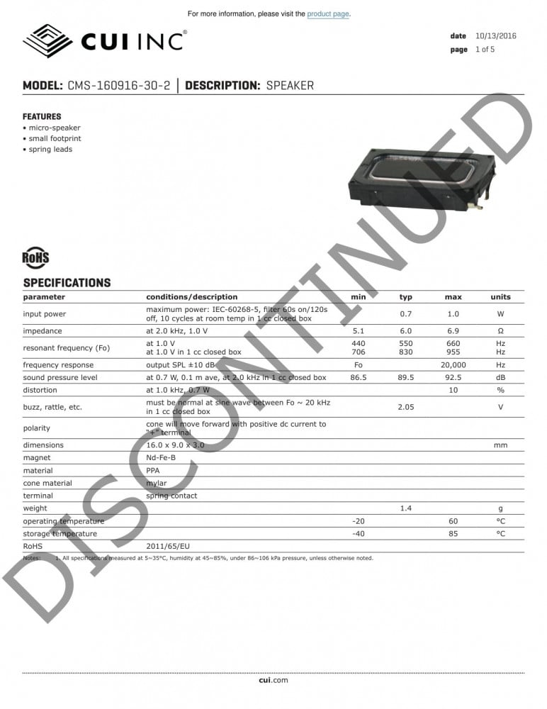 CMS-160916-30-2 datasheet page 1