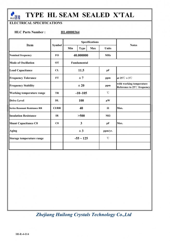 HL40000364 marking page