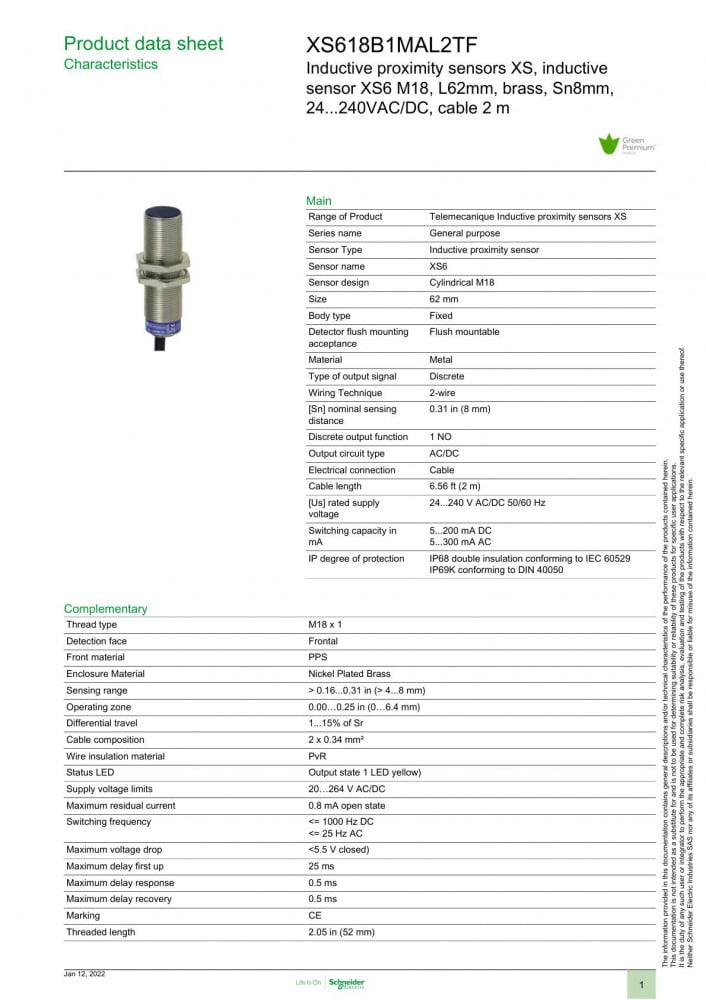 XS618B1MAL2TF technical document page 1