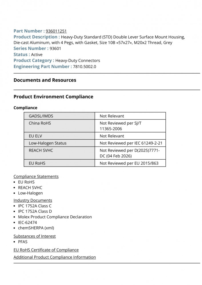 Technical document image 1 for MOLEX 936011251