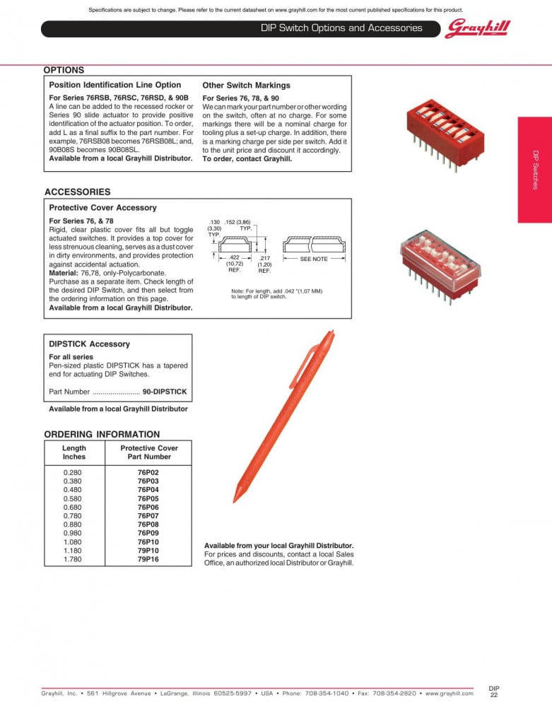 Grayhill Series 76 and 78 documentation page 4