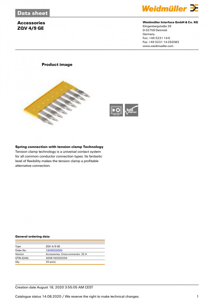 ZQV 4/9 GE product document image, page 1
