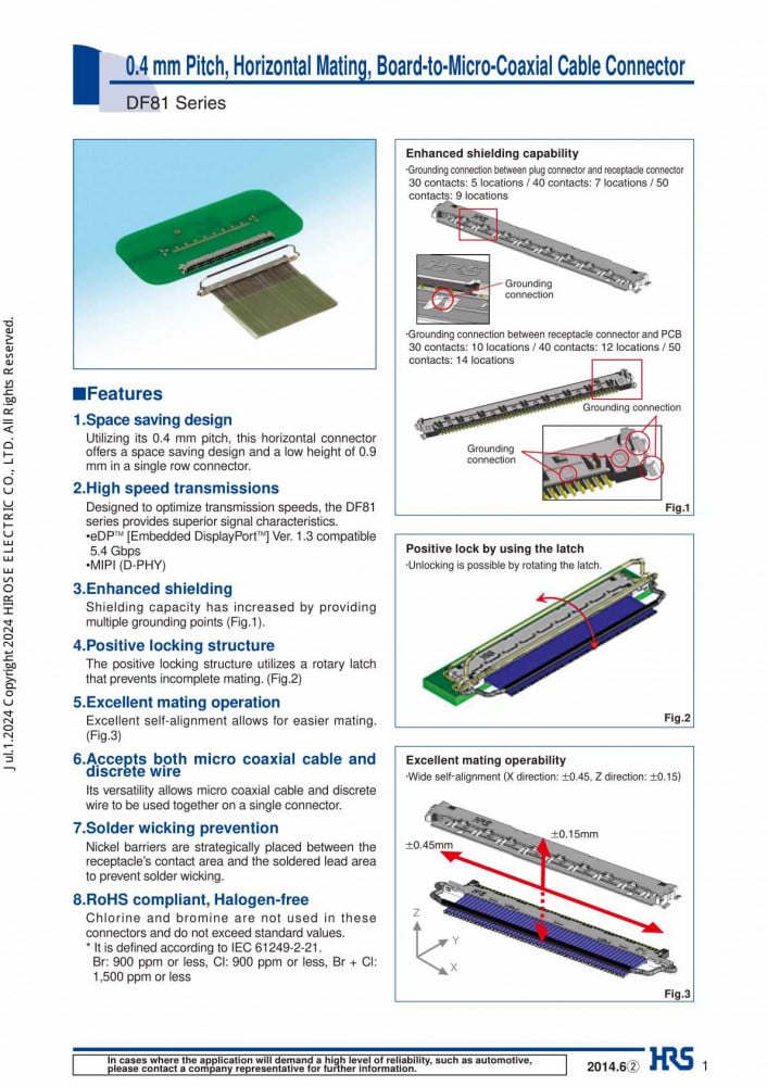 HRS DF81 Series technical document page 1