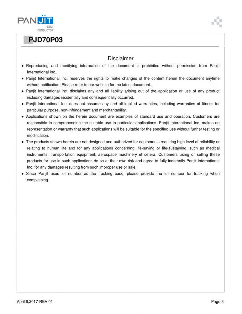 PJD70P03 datasheet page 8