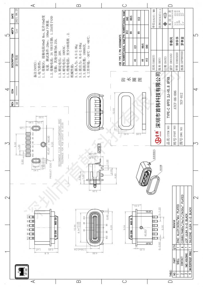 SHOU HAN TYPE-C specification page 1