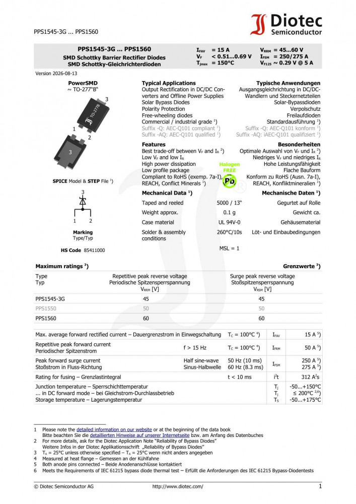 PPS1545-3G technical document page 1