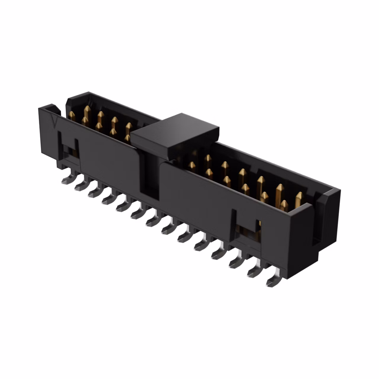 2.00mm Pitch, Milli-Grid PCB Header, Dual Row, Vertical, Surface Mount, Shrouded, 28 Circuits, 0.38µm Gold (Au) Plating, Dual Side Slots, Dual Friction Locks, Center Polarization, with Cap, Tube for sale
