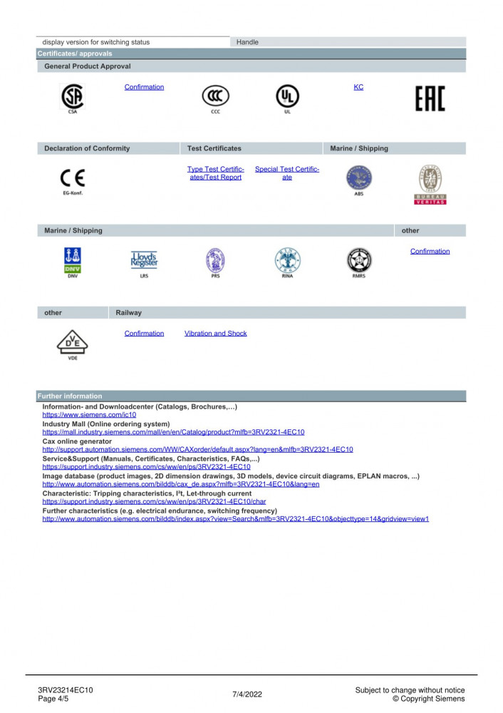 3RV23214EC10 datasheet page 4