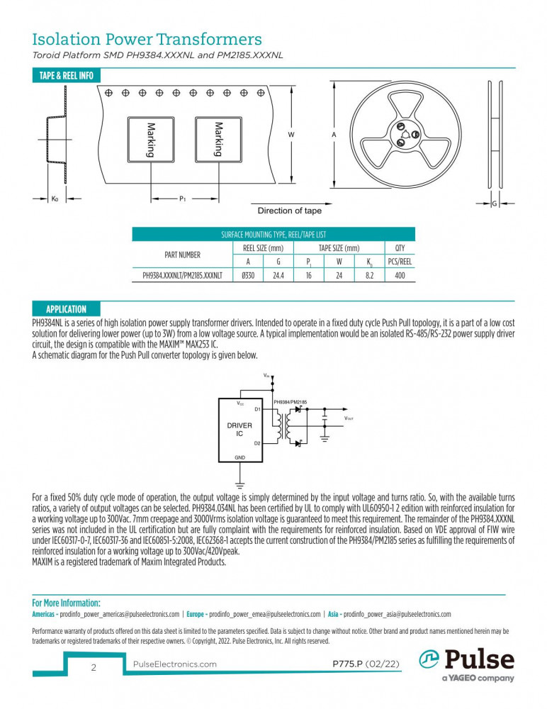 PM2185 series datasheet page 2