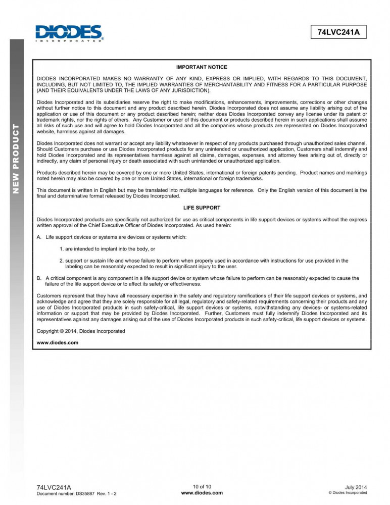 74LVC241AQ20-13 datasheet page 10