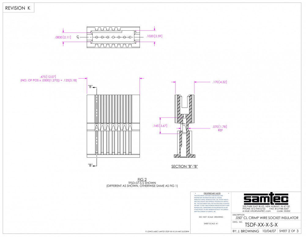 Samtec TSDF drawing page 2