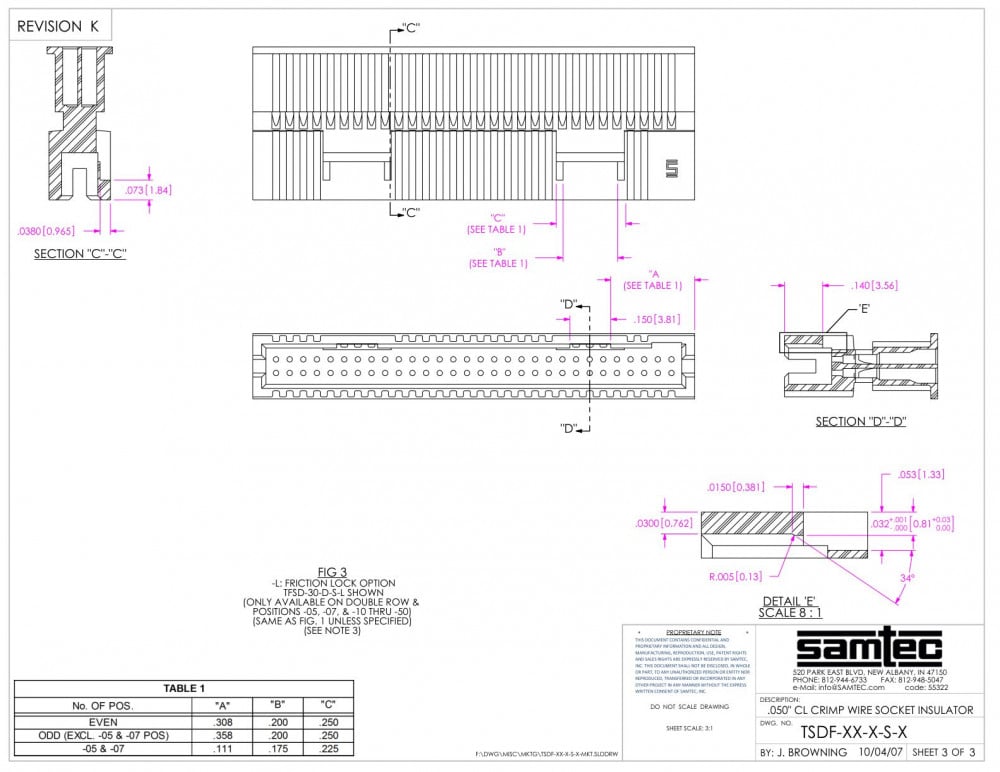 Samtec TSDF drawing page 3