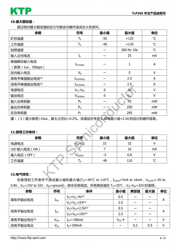 TLP350-C5L0 datasheet page 4