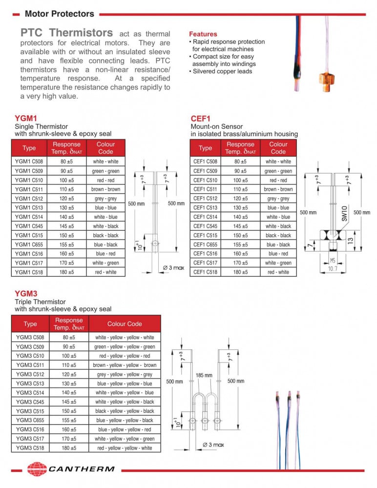 Cantherm YGM motor protector datasheet page 2