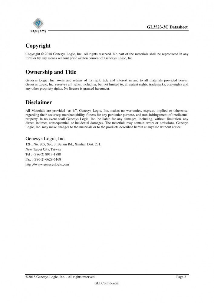 GL3523 datasheet page 2