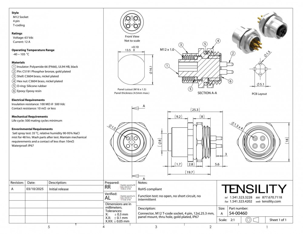 Tensility International 54-00460 product drawing preview