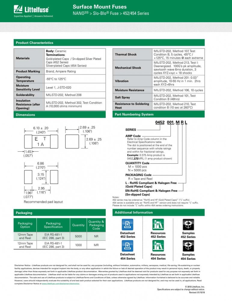 Littelfuse 452 Series datasheet page 3