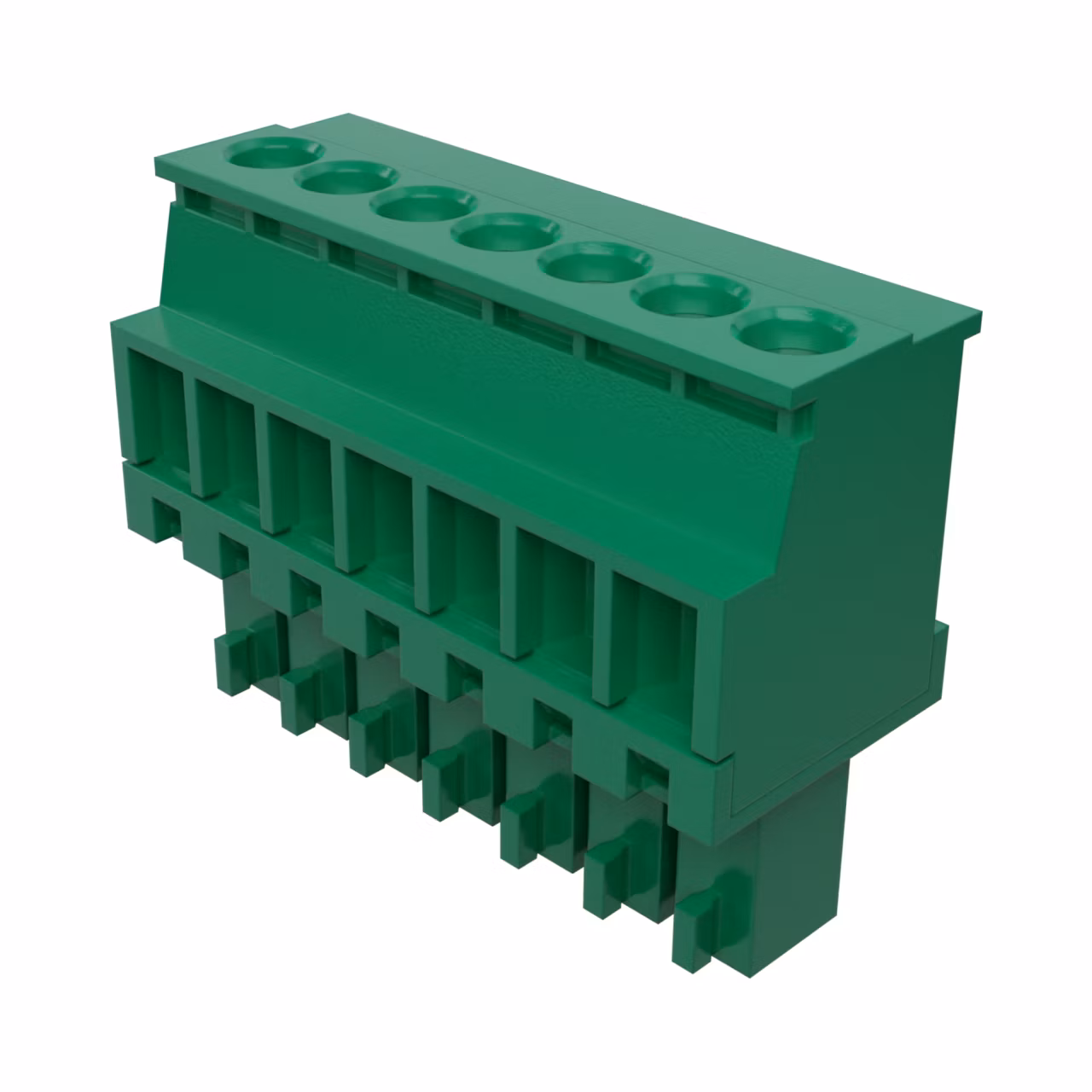 3.50mm Pitch Eurostyle Vertical Plug, with Standard Imprinting, Front Wire Entry, Green Housing, Gold (Au) Plated, 7 Circuits for sale