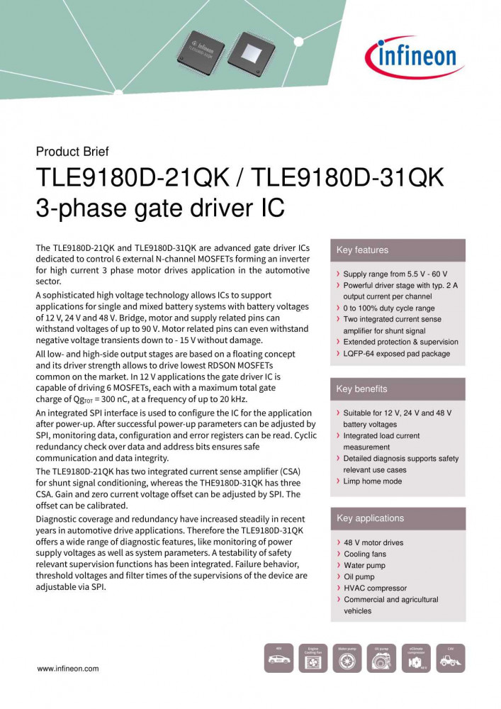 TLE9180D-21QK and TLE9180D-31QK product brief page 1