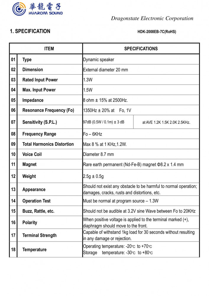 HDK-2008EB-7C specification page 2