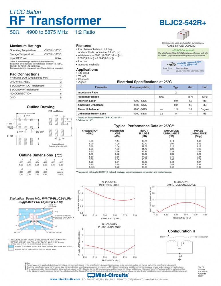 BLJC2-542R+ technical datasheet page
