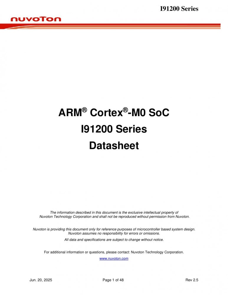 I91200 series datasheet page 1