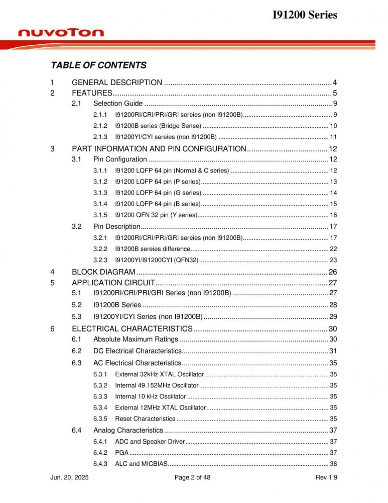 I91200 series datasheet page 2