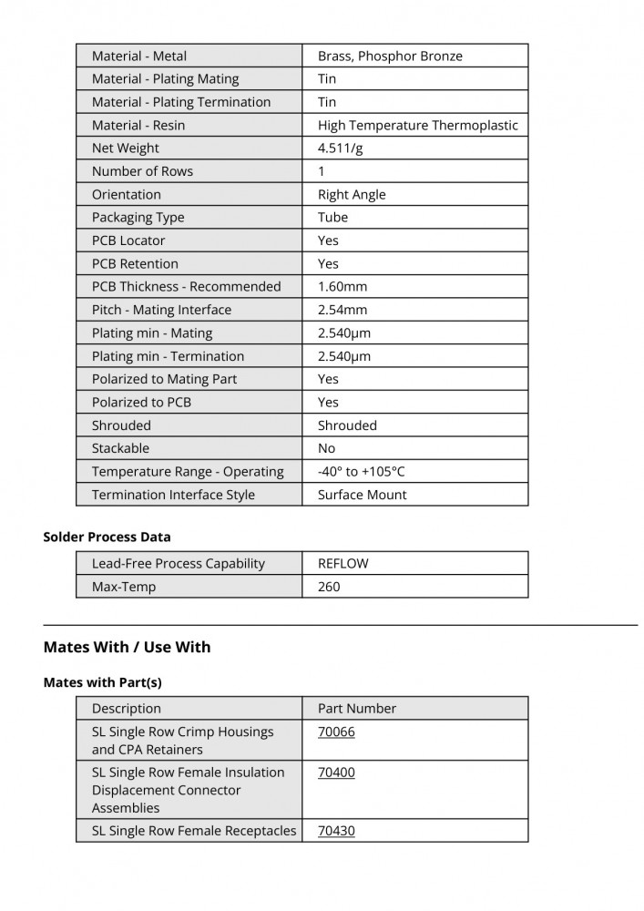 MOLEX SL product specification page 3