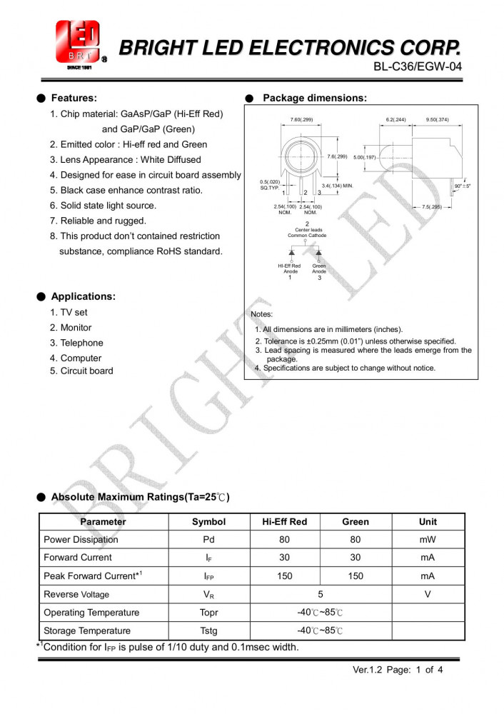 BL-C36-EGW-04 datasheet page 1