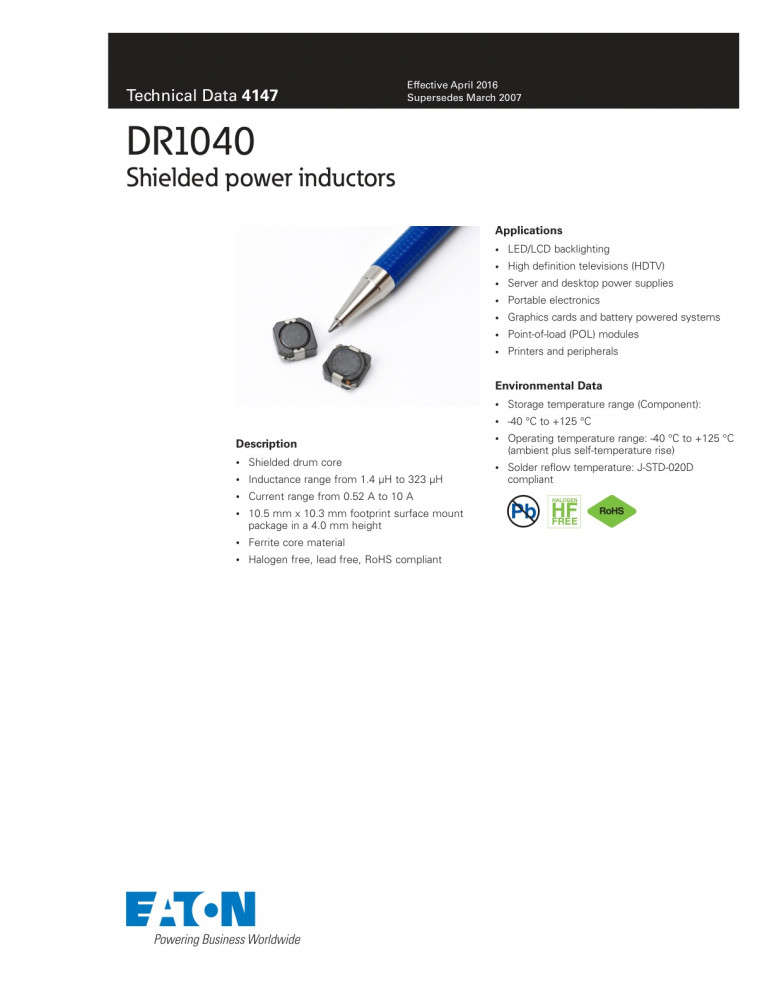 EATON DR1040 datasheet page 1