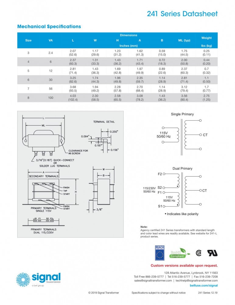 Bel Fuse 241 Series datasheet page 3