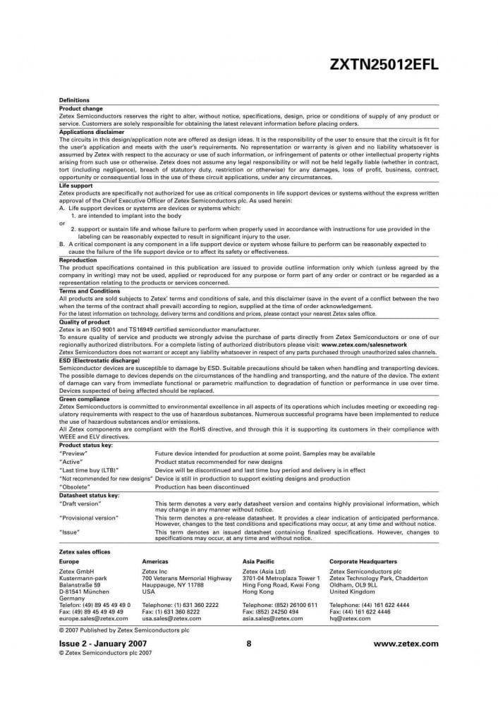 ZXTN25012EFL datasheet page 8