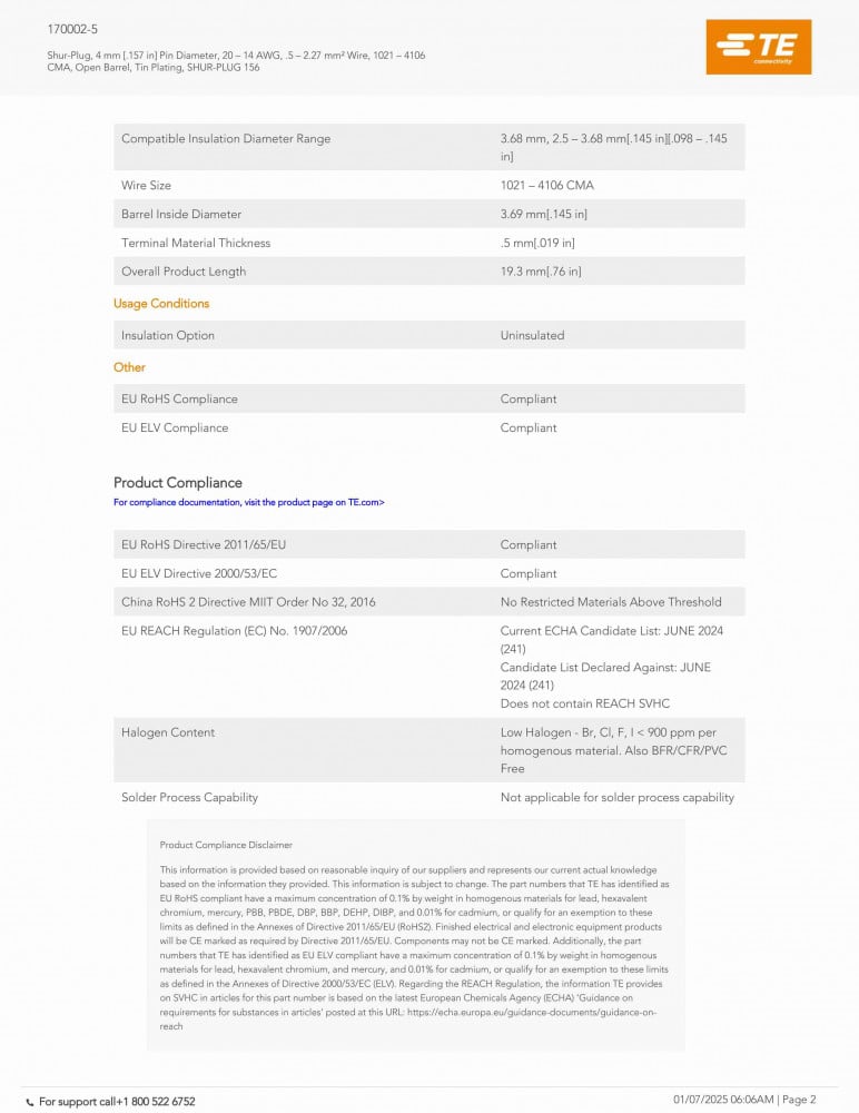 TE Connectivity 170002-5 document page 2