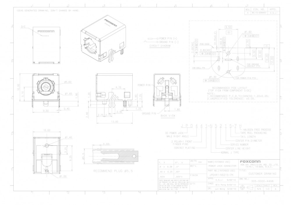FOXCONN JPD441-N5215-7H drawing page 1