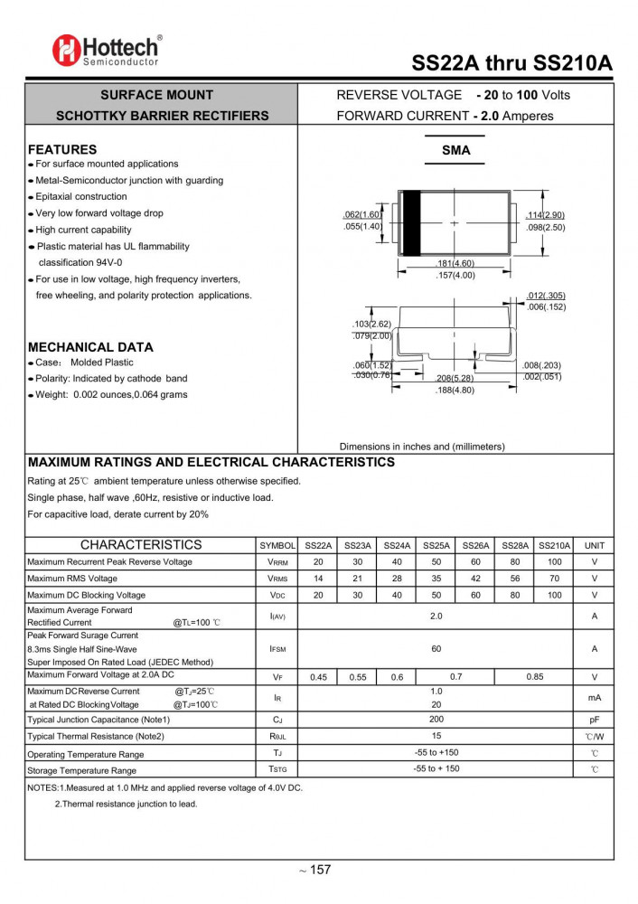 SS26A datasheet page 1