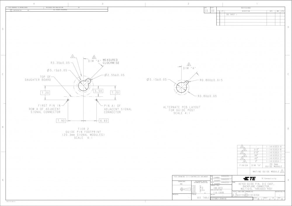 TE Connectivity 1-1410354-2 controlled drawing page 2
