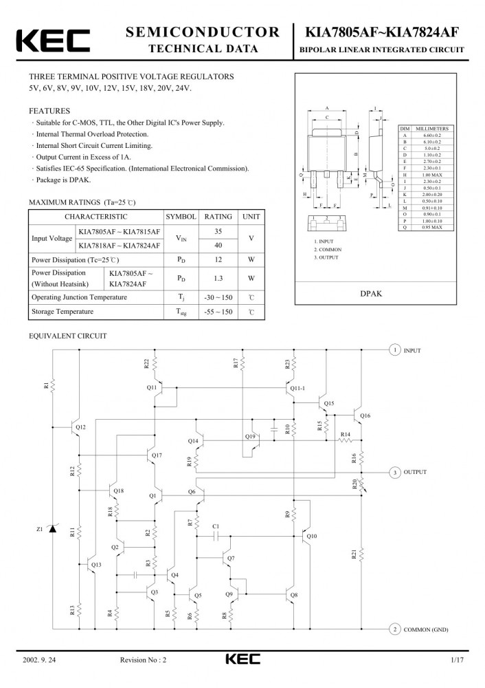 KIA7824AF-RTF/P datasheet page 1