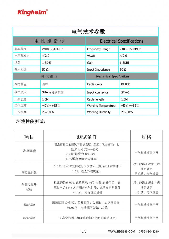 KH-SMA(J)-2.4G-RG174-L1M approval document page 3